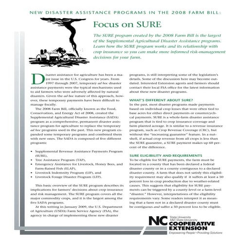 SURE Disaster Assistance PRogram | PDF
