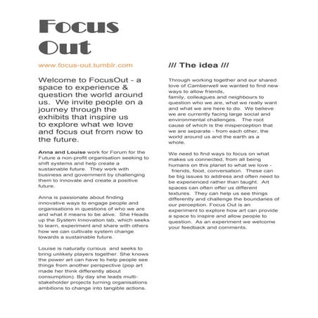 Focus Out exhbition outline | PDF
