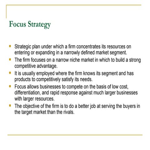 Focus Strategy(Short Tutorial) | PPT | Business | Business and Finance