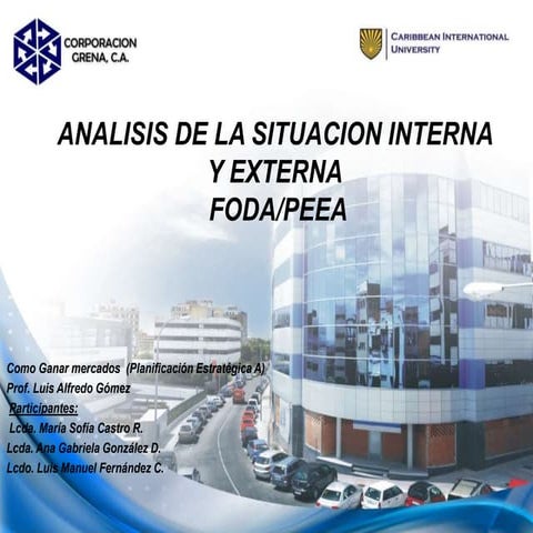 Analisis con la Matriz FODA Y PEEA para la Empresa Corporacion Grena | PPTX