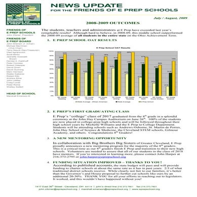 E Prep School 2009 Ohio Achievement Test Scores | PDF