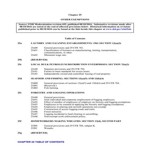 Chapter 25 - Other Exemptions - Field Operations Handbook | PDF