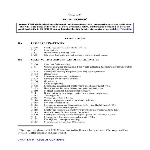 Chapter 31 - Hours Worked - Field Operations Handbook | PDF