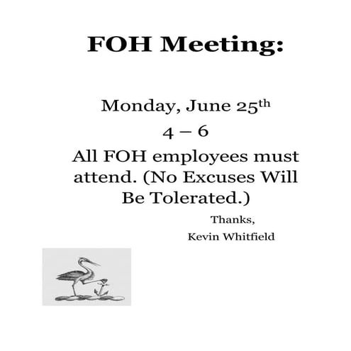 Foh meeting | PDF