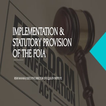 Freedom of Information - Implementation and Statutory Provisions of the ...