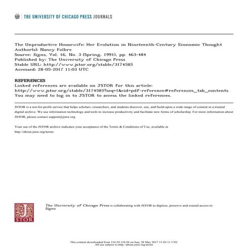 Nancy Folbre unproductive-housewife (1991) | PDF