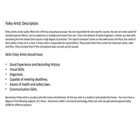 Foley artist | PPTX