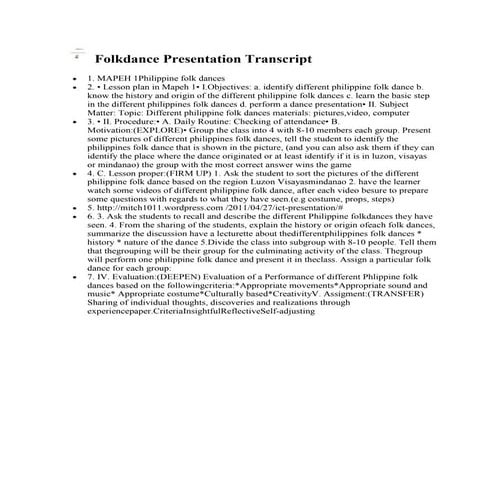 Folkdance presentation transcript | DOCX