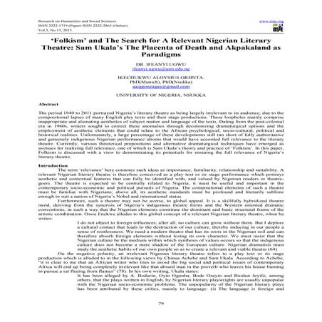 ‘Folkism’ and the search for a relevant nigerian literary theatre sam ...