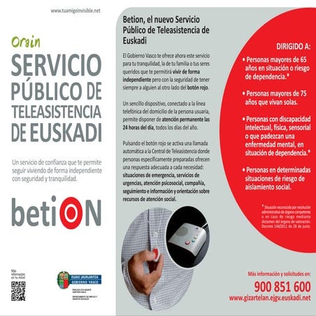 Betion, el nuevo Servicio Público de Teleasistencia de Euskadi | PDF