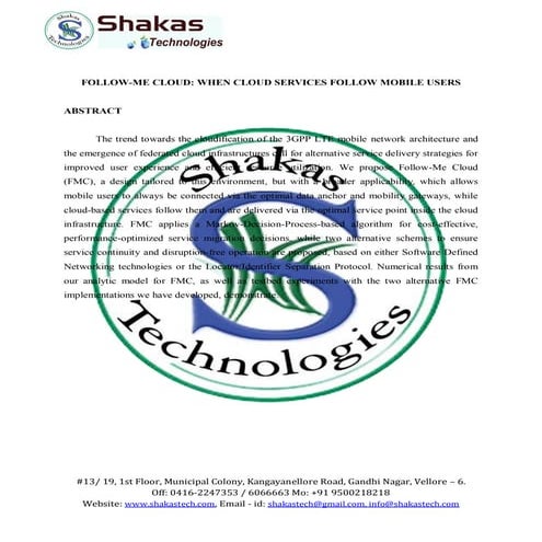 Follow me cloud when cloud services follow mobile users | PDF