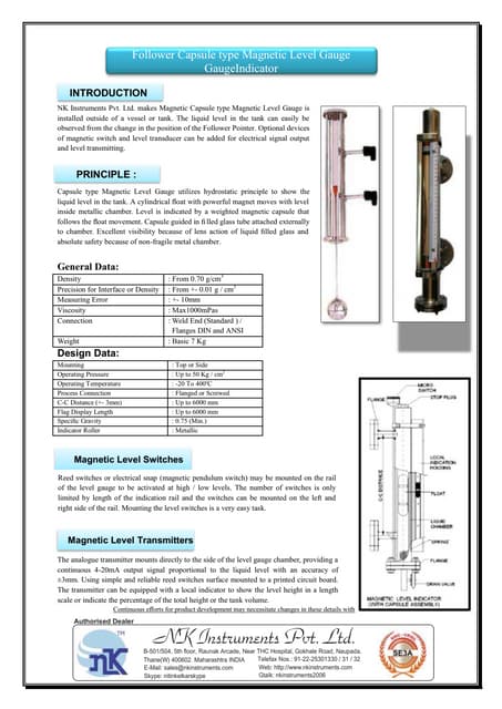 Float type Magnetic Level Gauges | PDF | Physics | Science