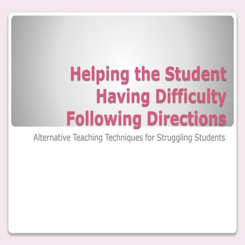 Helping the Student Having Difficulty Following Directions | PPTX