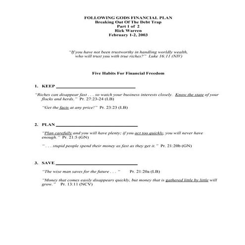 Following gods financial plan | PDF
