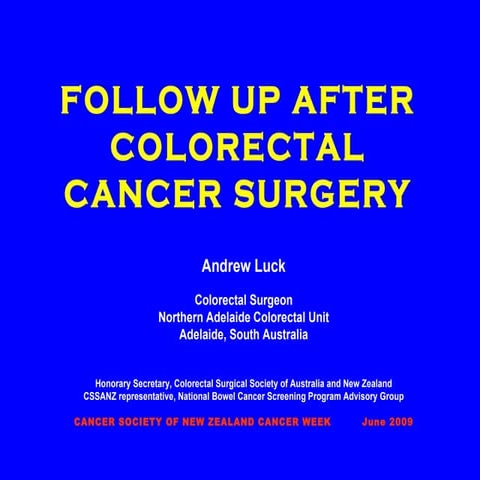 Follow Up After Colorectal Cancer Surgery | PPT