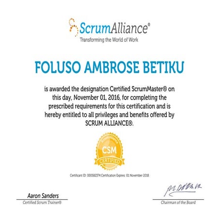 Ambrose betiku scrum alliance-csm_certificate | PDF