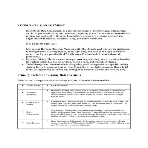FRONT OFFICE ROOM RATE AND YIELD MANAGEMENT | DOCX