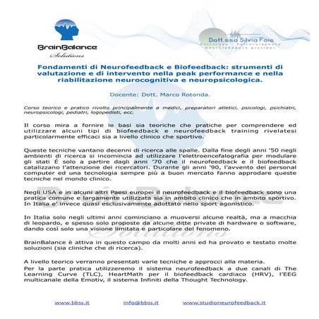 Fondamenti Di Neurofeedback E Biofeedback | PDF