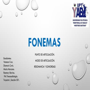 fonemas. Punto y modo de articulacion, resonancia y sonoridad pptx | PPTX
