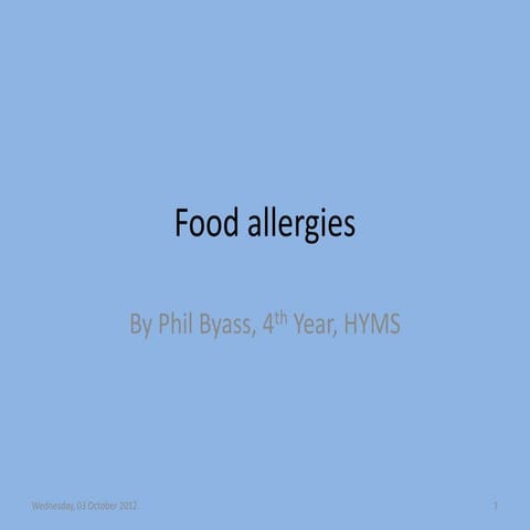 Food allergies and food intolerances ppt | PPTX