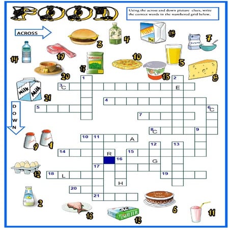 Food crossword 5to básico | PDF