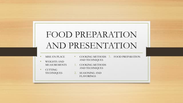 Lesson 1 Basic Cooking Methods and Food Preparation Techniques | PPTX