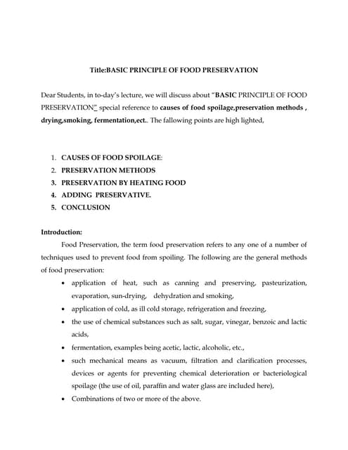 Food preservation or food preservation by high temperature | PPTX