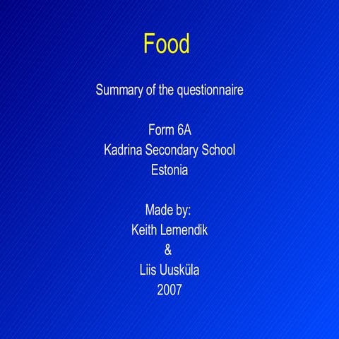 Food Summary | PPT | Nutrition | Healthy Living