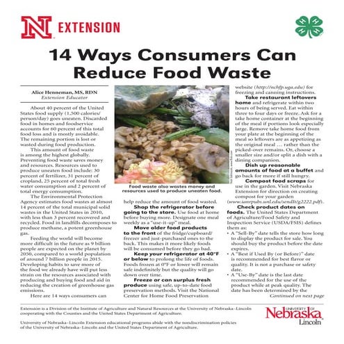14 Ways Consumers Can Reduce Food Waste | PDF | Agriculture | Industries
