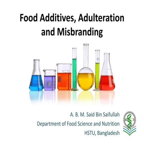 Food additives, adulteration and misbranding | PDF