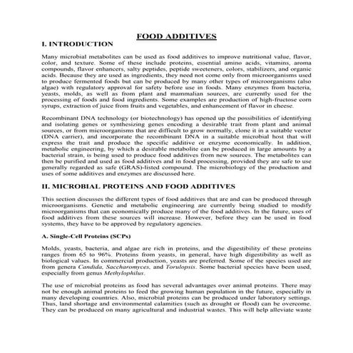 Food additives notes | PDF