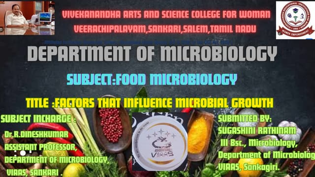 Microbial growth factors in food | PPTX