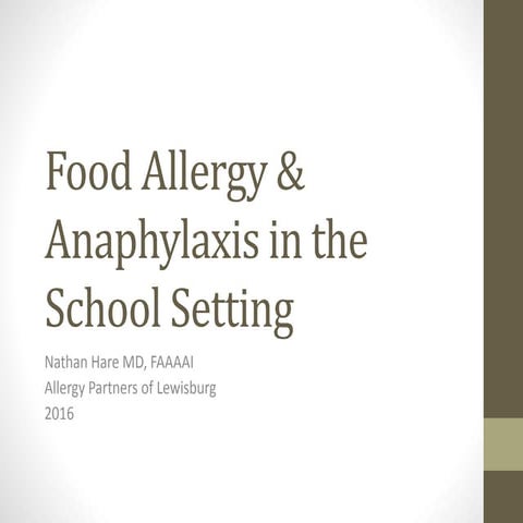 Food allergy & Anaphylaxis in the school setting: 2016 | PPTX