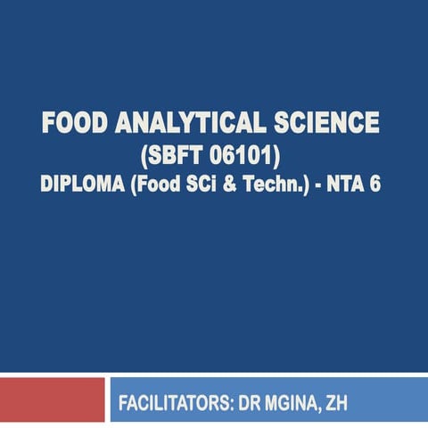 Food analys lecture 1 3 | PDF