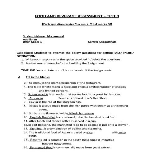 FOOD AND BEVERAGE ASSESSMENT TEST-1Imdadul docx.docx