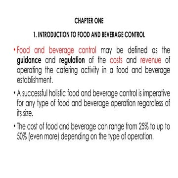 food and beverage control (4). Explain of control | PPTX