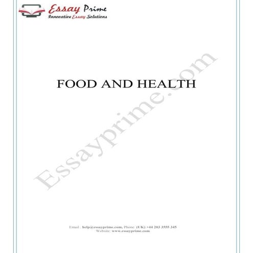 Food and Health Essay Sample | PDF