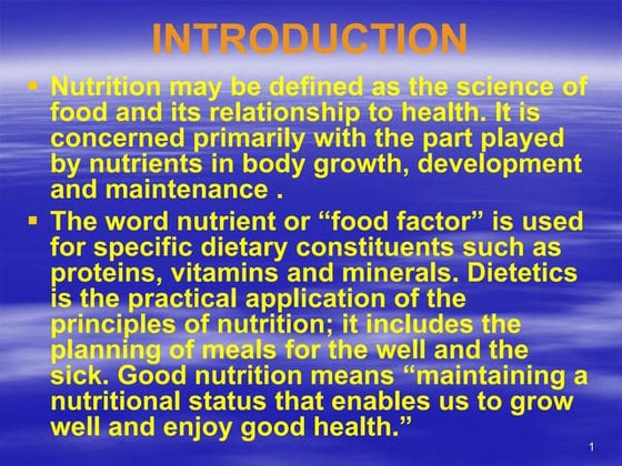 Basic concepts of Nutrition | PPT