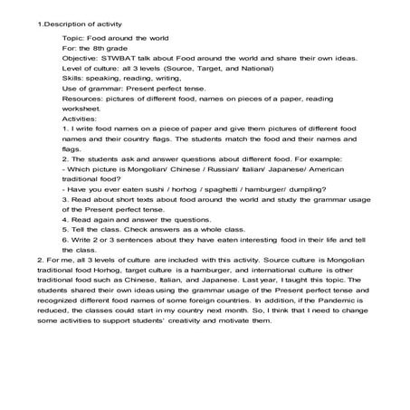 Food around the world lesson plan | DOCX