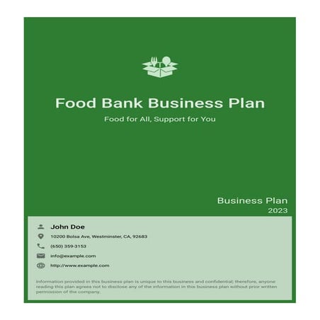 food bank business plan example | upmetrics | PDF
