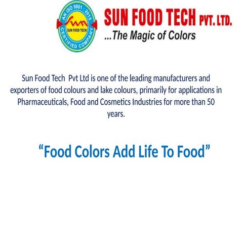 Top Food Colors Manufacturers in India | PPTX