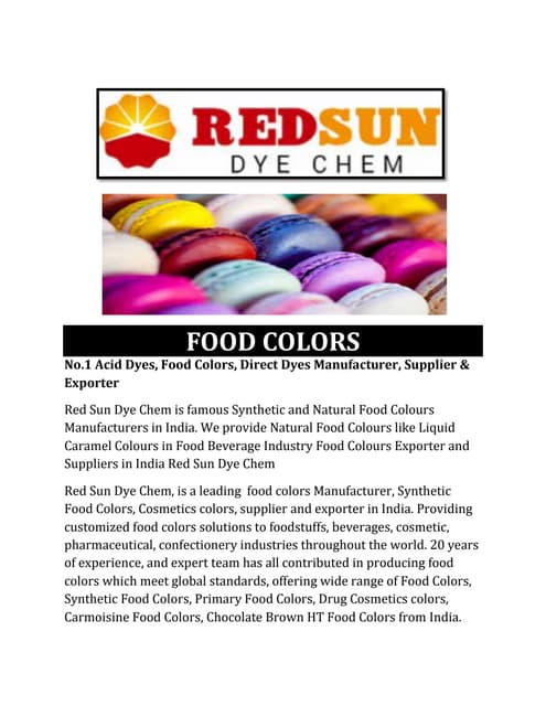 Food Colors Manufacturing Company | PDF