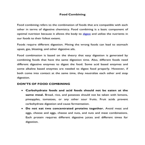 Food combining | PDF