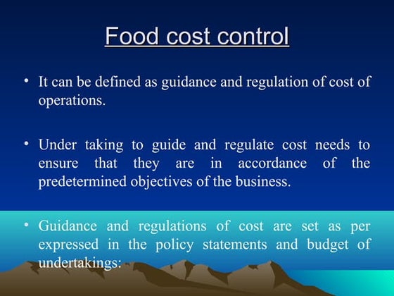 Food cost % | PPT