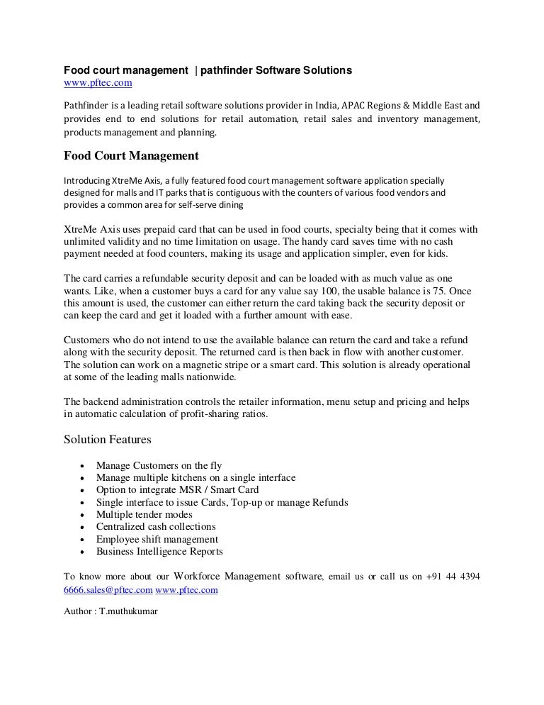 Food court management