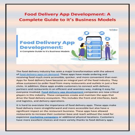 Food Delivery App Development- A Complete Guide to it’s Business Models ...