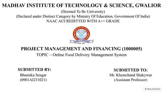 Food Delivery System - Food Delivery System | PPTX