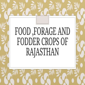FOOD ,FORAGE AND FODDER CROPS OF RAJASTHAN | PPTX