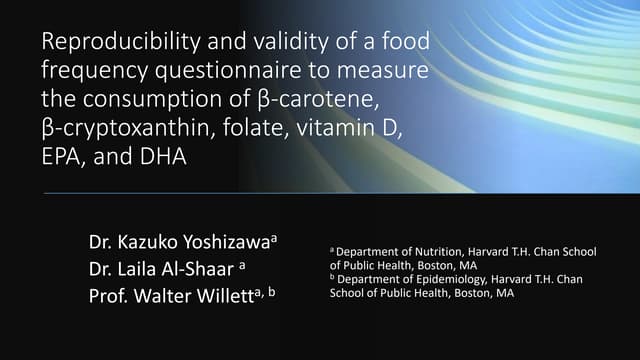 Developing a Food Frequency Questionnaire | PPTX