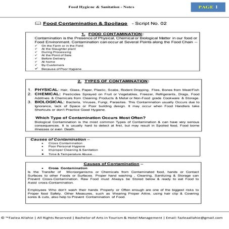 Food Contamination & Spoilages | DOCX